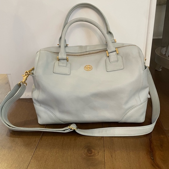 Tory Burch | Bags | Tory Burch Boston Handbag Light Blue | Poshmark